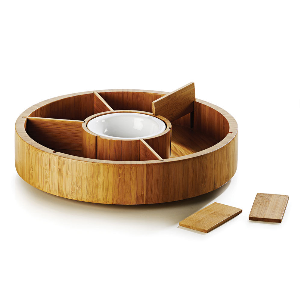 Welf | petisqueira giratória em bambu cerâmica atlanta 7 divisórias ...